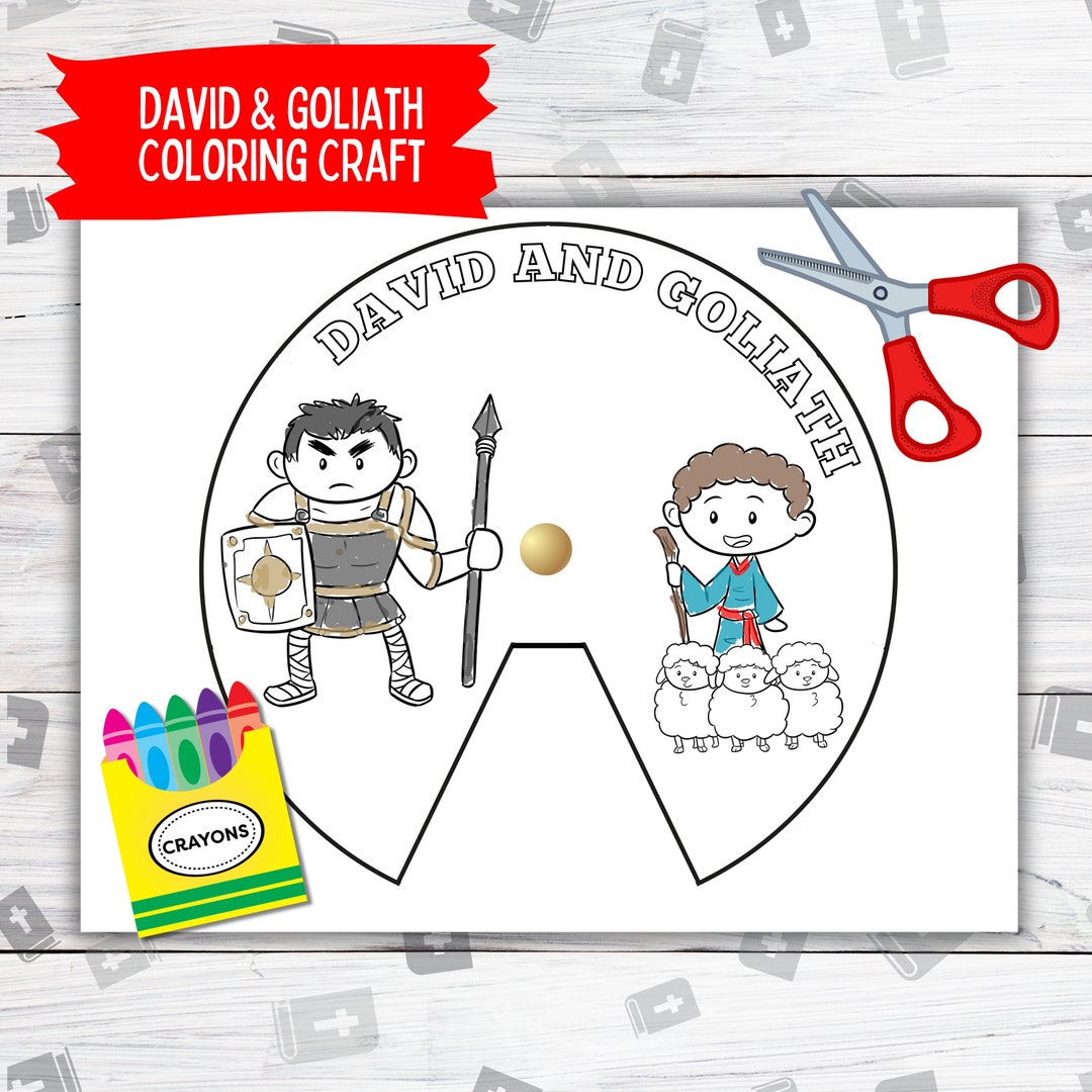 David and Goliath Coloring Spinner Wheel, Childrens Bible Crafts ...