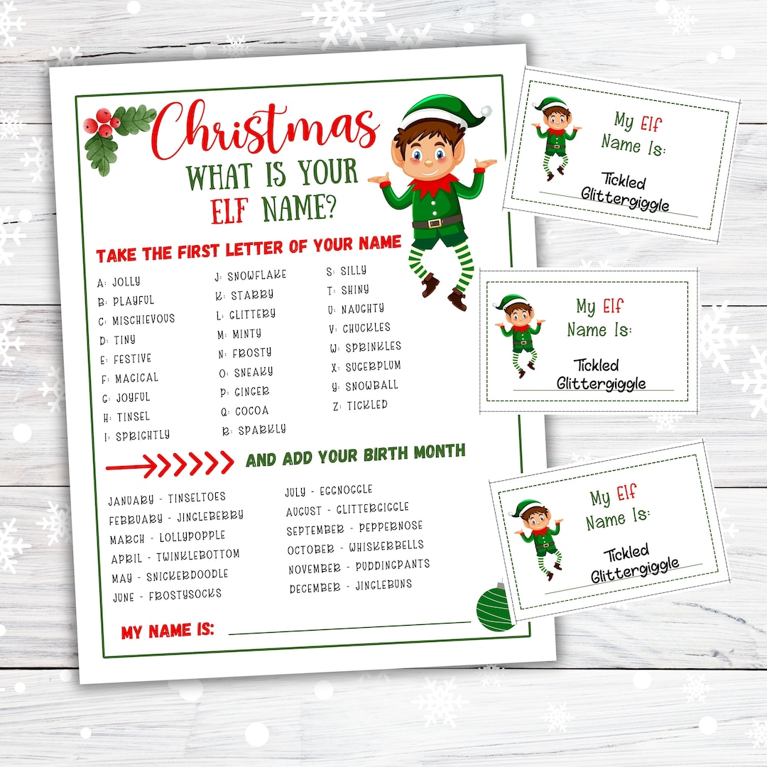 What's Your Elf Name Game, Christmas Party Game for Group, Holiday ...