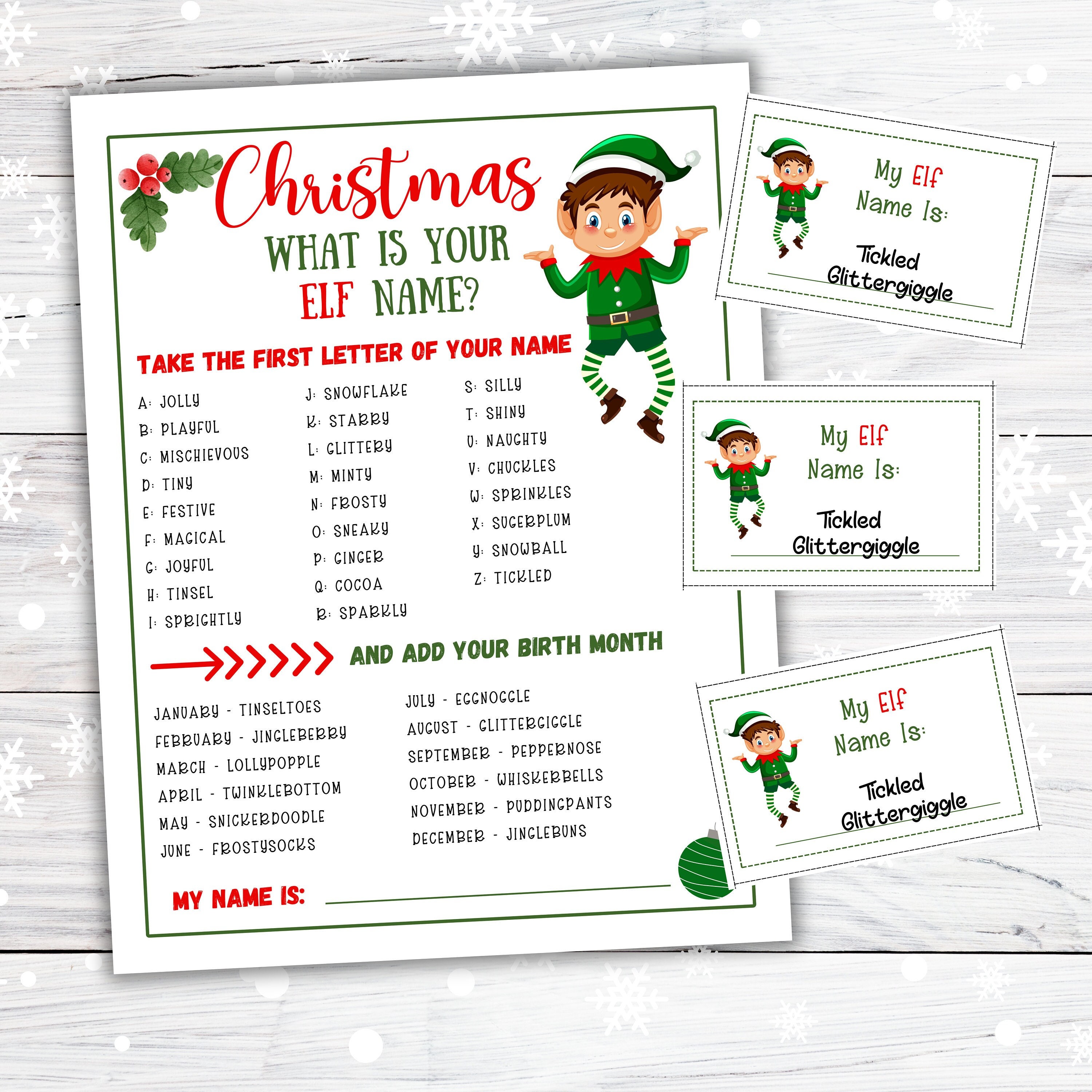 What's Your Elf Name Game, Christmas Party Game for Group, Holiday ...