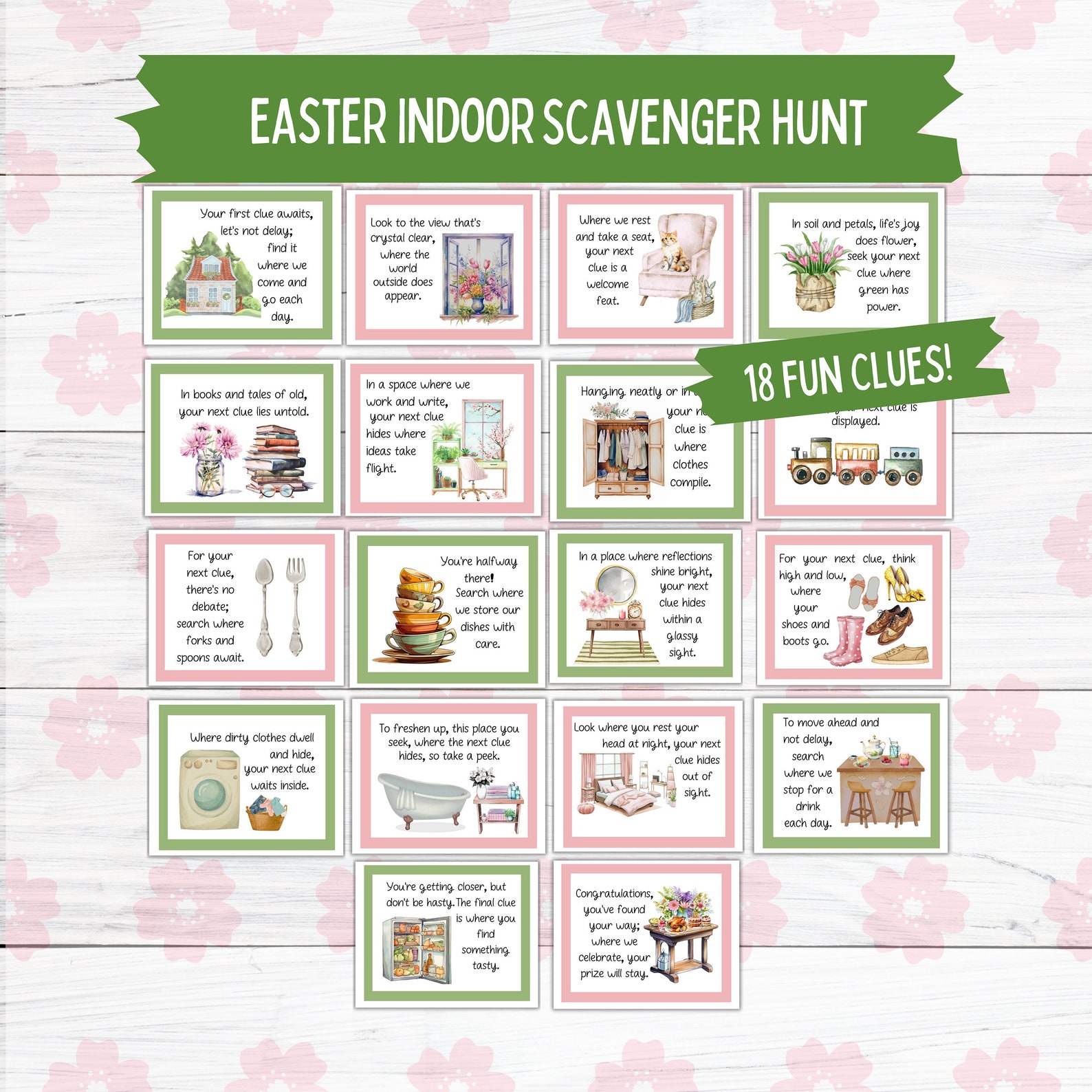 Indoor Easter Scavenger Hunt, Printable Easter Scavenger Hunt for Older ...
