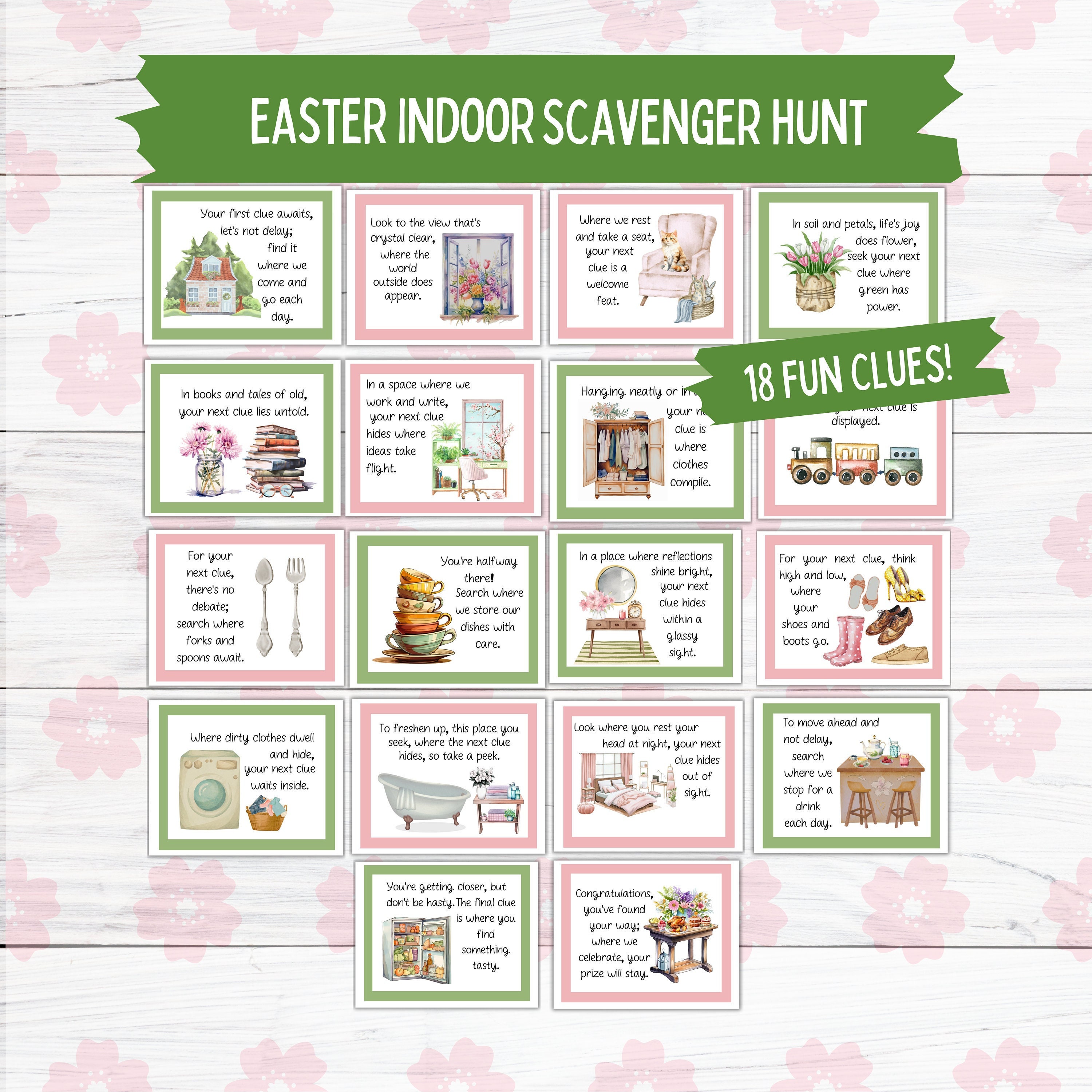 Indoor Easter Scavenger Hunt, Printable Easter Scavenger Hunt for Older ...