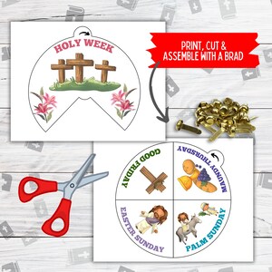 Holy Week Printable Easter Story Wheel, Palm Sunday Craft Childrens ...