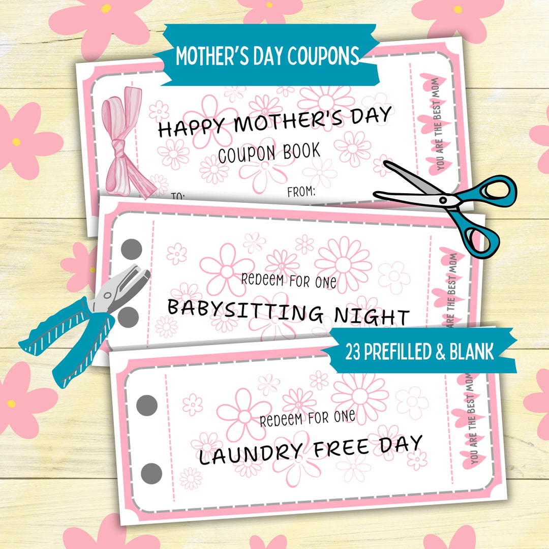 Mother's Day Printable Coupon Book, Mother's Day Activity, Mom Gift ...