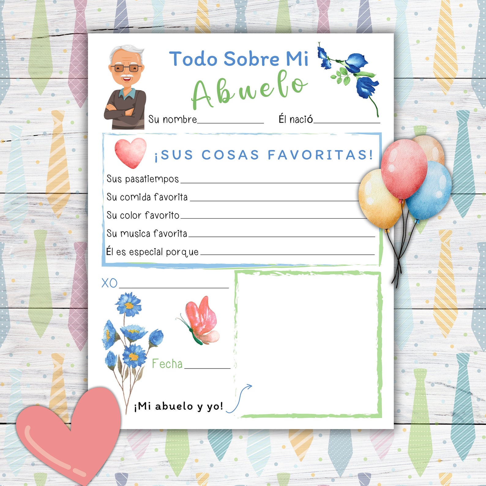 Todo Sobre Mi Abuelo, Abuelo Gift, Spanish All About My Grandpa ...