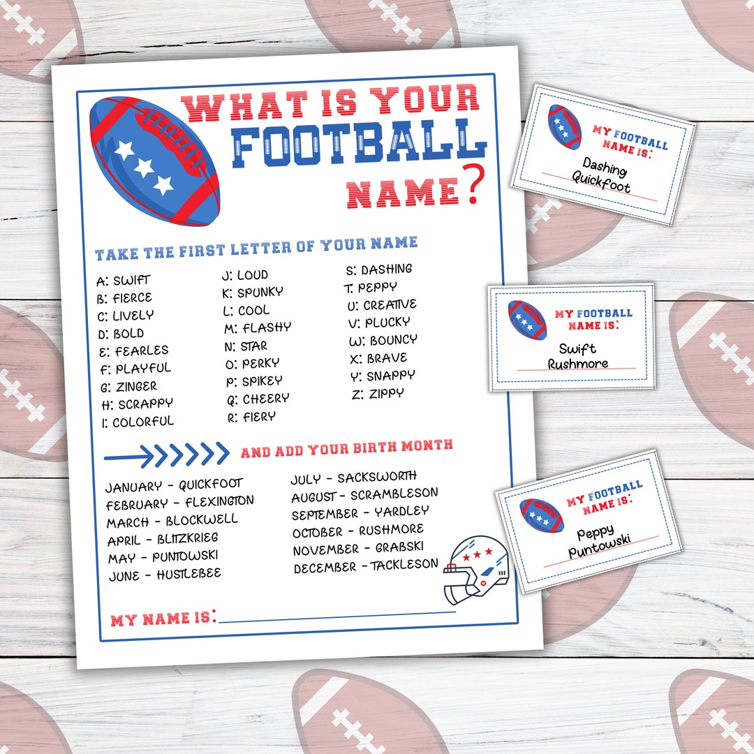 Football Name Game, American Football Name Game, Football Game Day ...