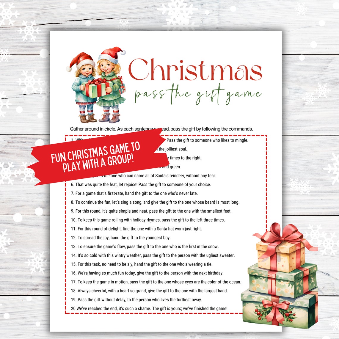 Christmas Pass the Gift Game, Pass the Holiday Gift Game, Christmas ...