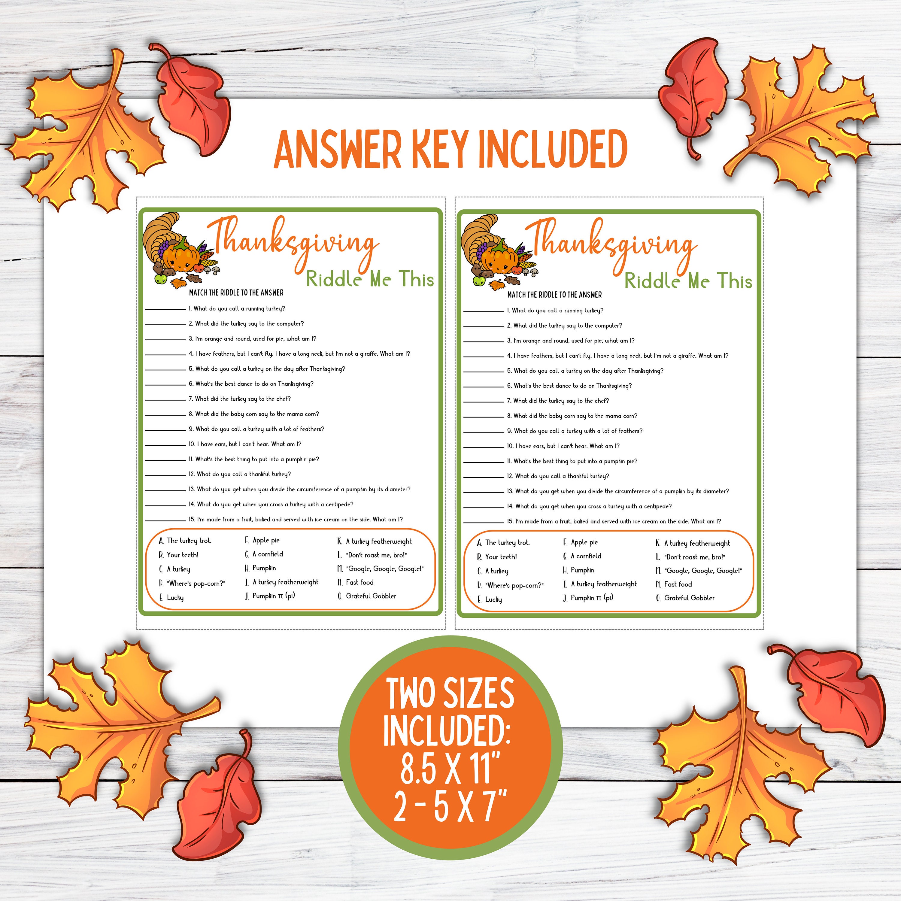 Thanksgiving Riddle Me This Trivia Game, Thanksgiving Printable Games ...