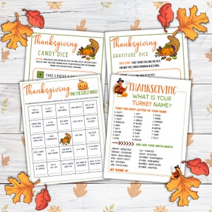 Thanksgiving Games Bundle Printable, Thanksgiving Game Printable for ...