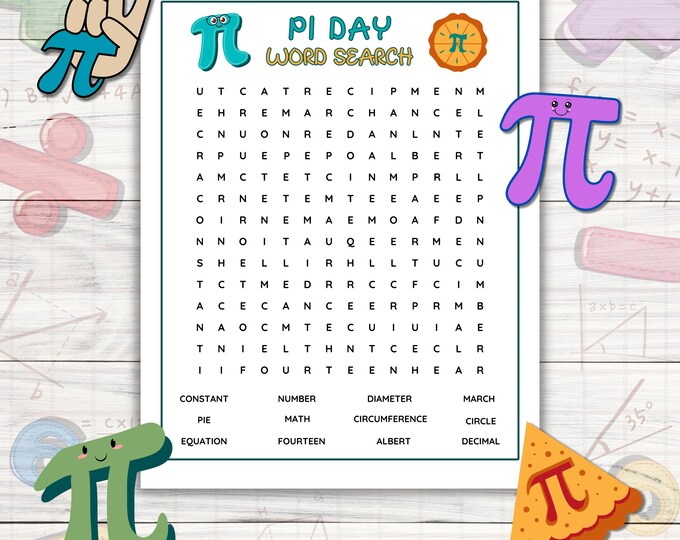 Pie Day Word Search, Pi Day Printable Game, Pi Day Party, Pi Day ...