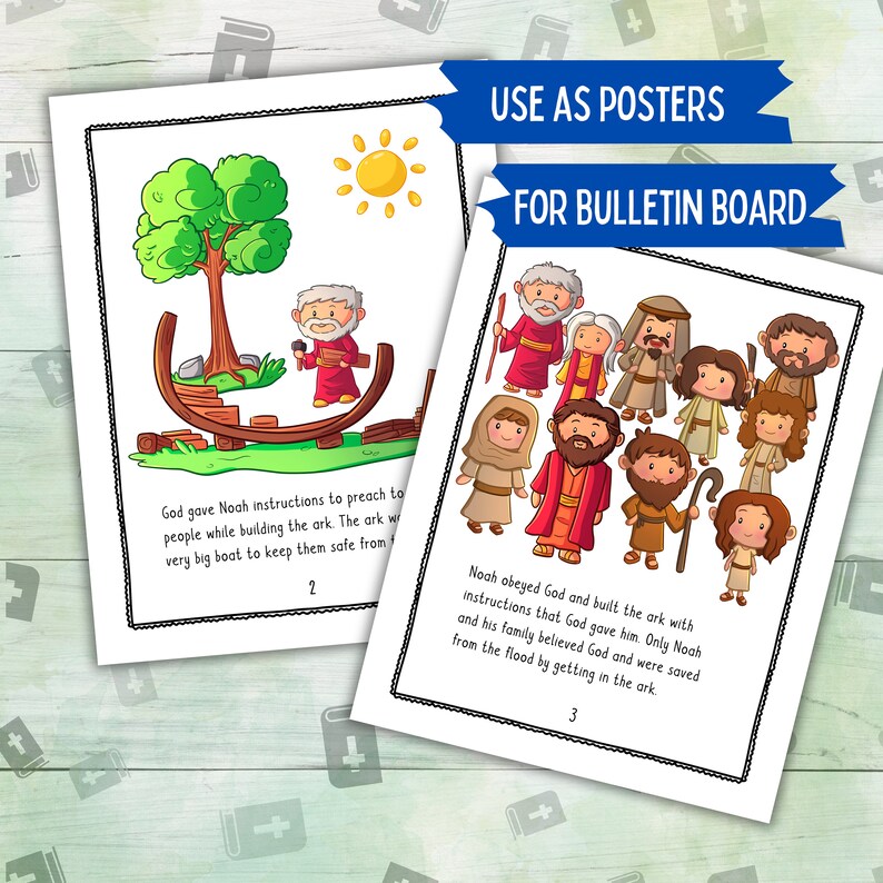 Noah's Ark Kids Bible Story Lesson, Kids Bible Heroes Coloring ...