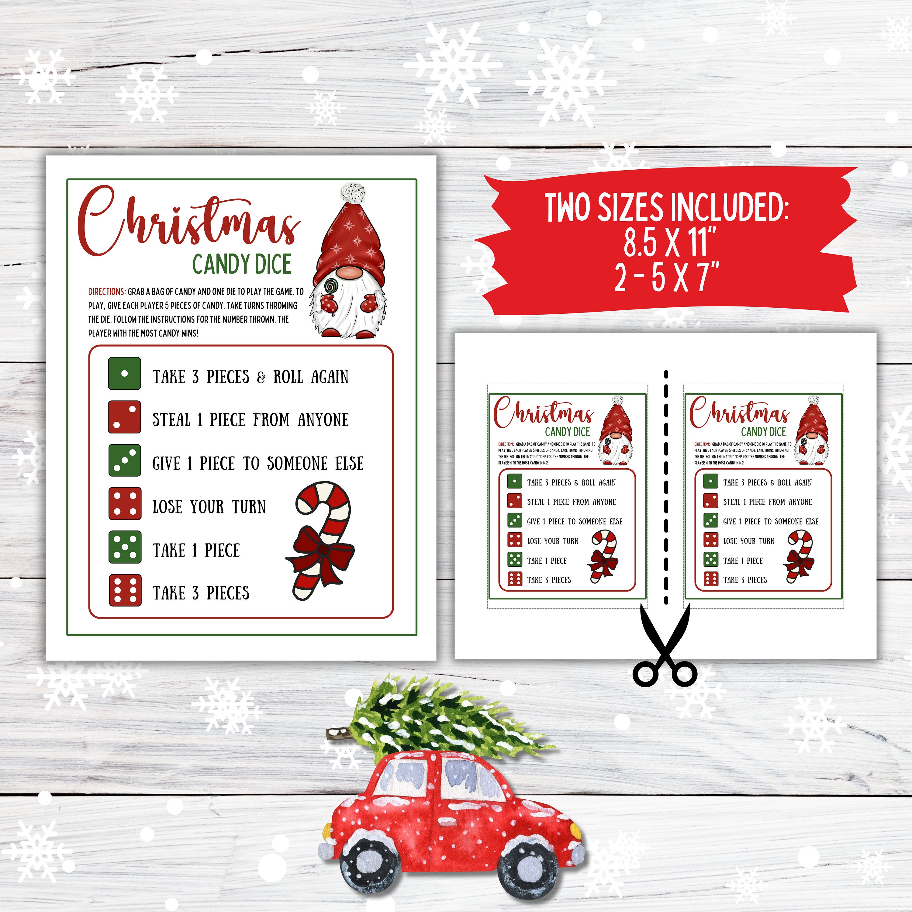 Christmas Gnome Candy Dice Game Printable, Christmas Party Game for ...