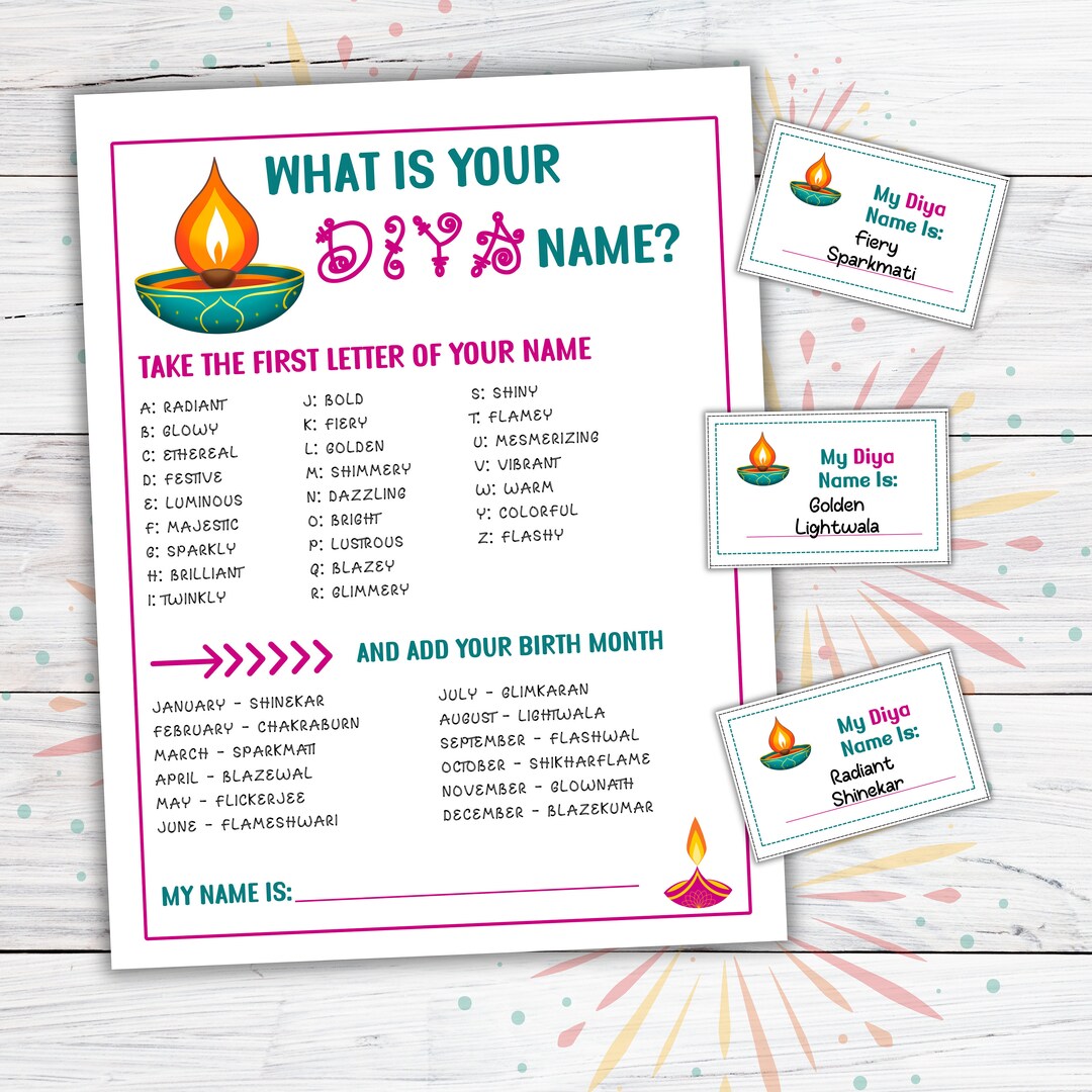 Diya Name Game, Diwali Printable Diya Name Game, Diwali Party Games ...