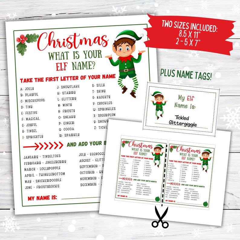 What's Your Elf Name Game, Christmas Party Game for Group, Holiday ...