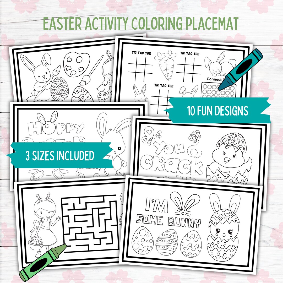 Easter Coloring Printable Placemats, Easter Activity Placemat, Easter ...