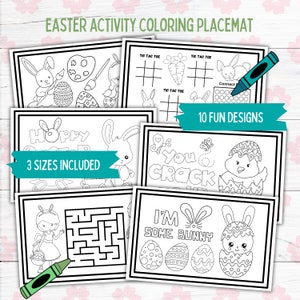 Easter Coloring Printable Placemats, Easter Activity Placemat, Easter ...