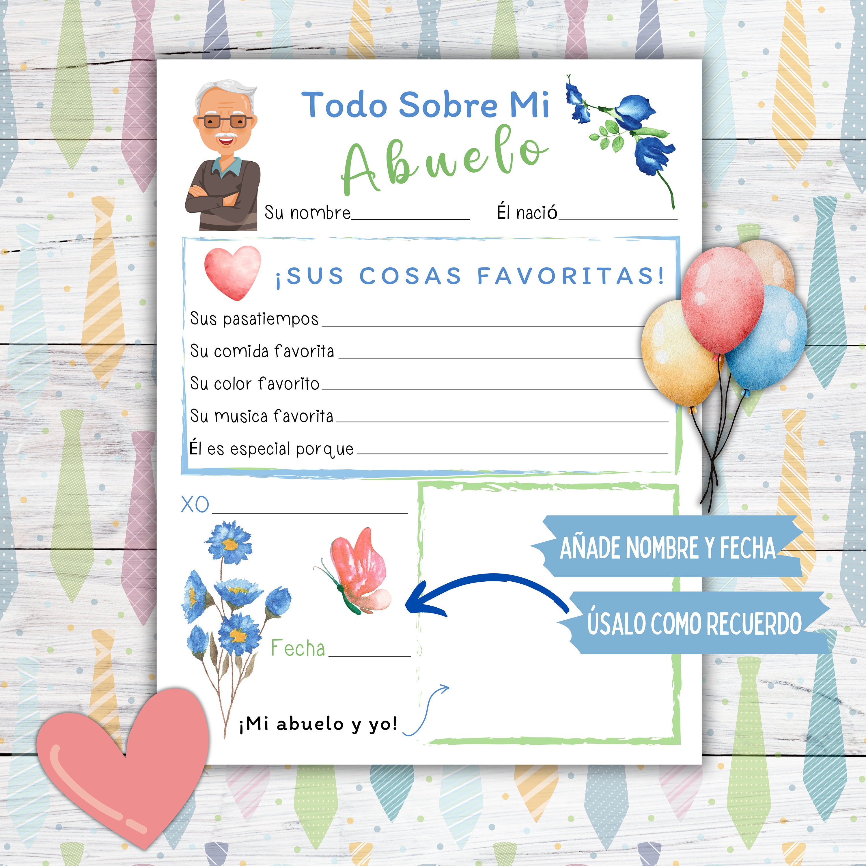 Todo Sobre Mi Abuelo, Abuelo Gift, Spanish All About My Grandpa ...