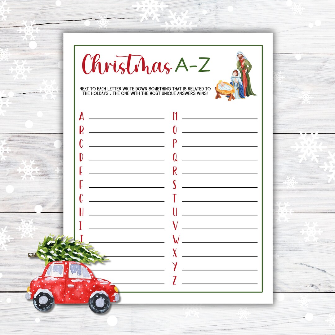 Christmas A Z, Christmas Party Game, Christmas Word Games, Holiday ...