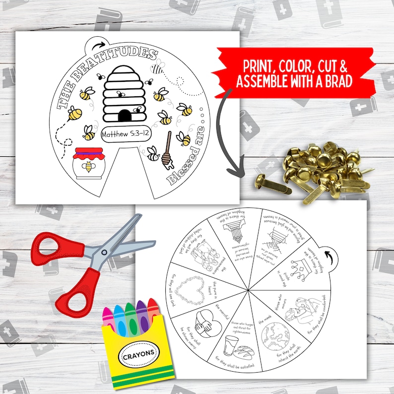 The Beatitudes Coloring Wheel, Printable Coloring Pages for Kids, Kids ...
