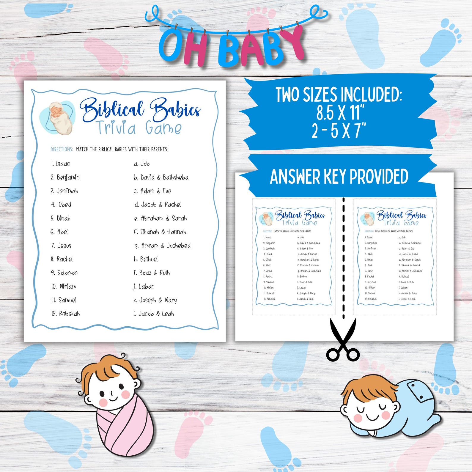 Biblical Babies Bible Trivia Game Printable, Fun Baby Shower Games ...