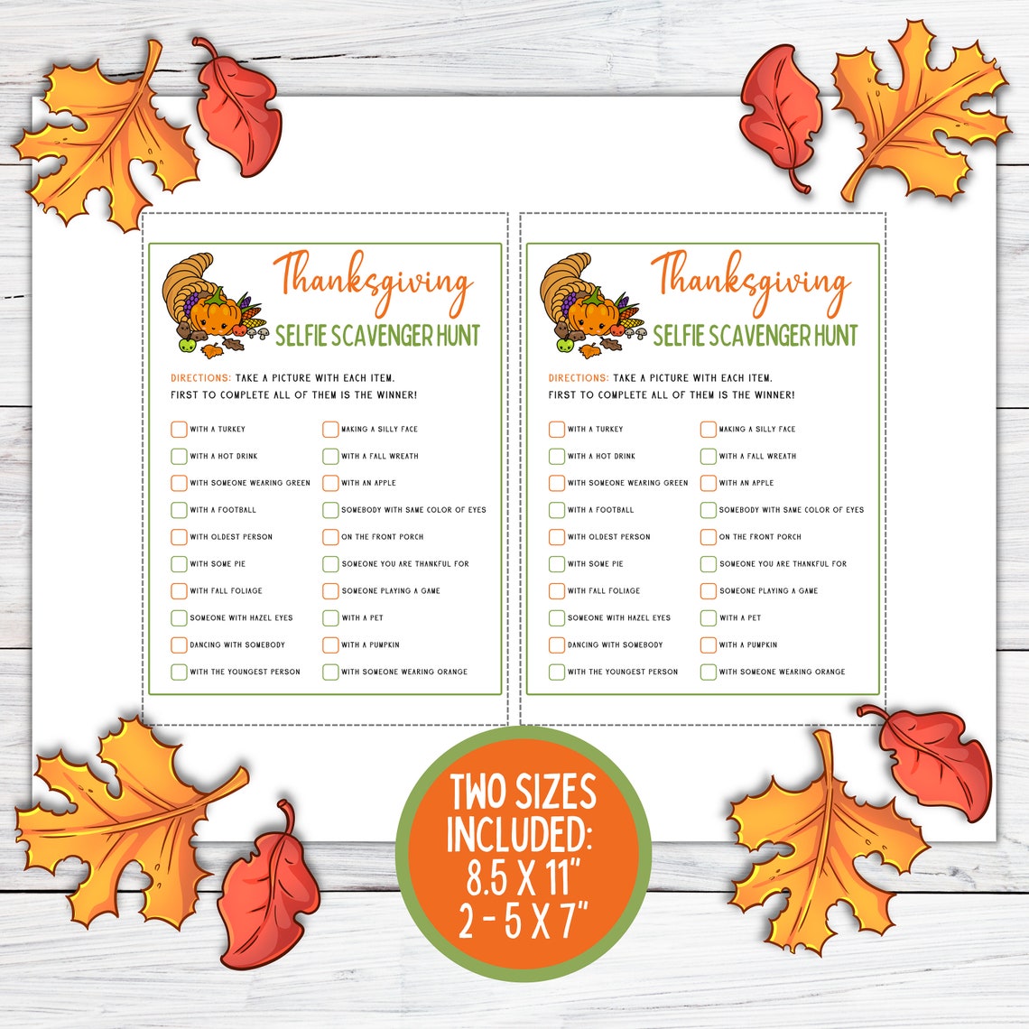 Thanksgiving Selfie Scavenger Hunt, Thanksgiving Party Game ...