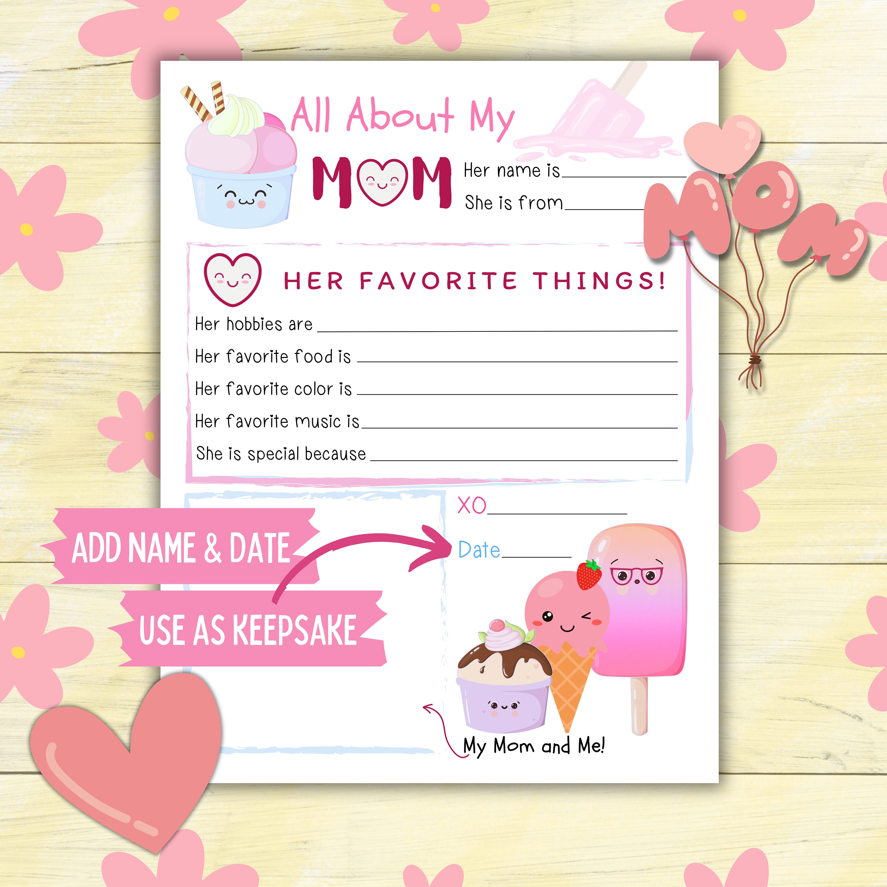 All About My Mom, Mother's Day Printable Craft From Kids, Mother's Day ...