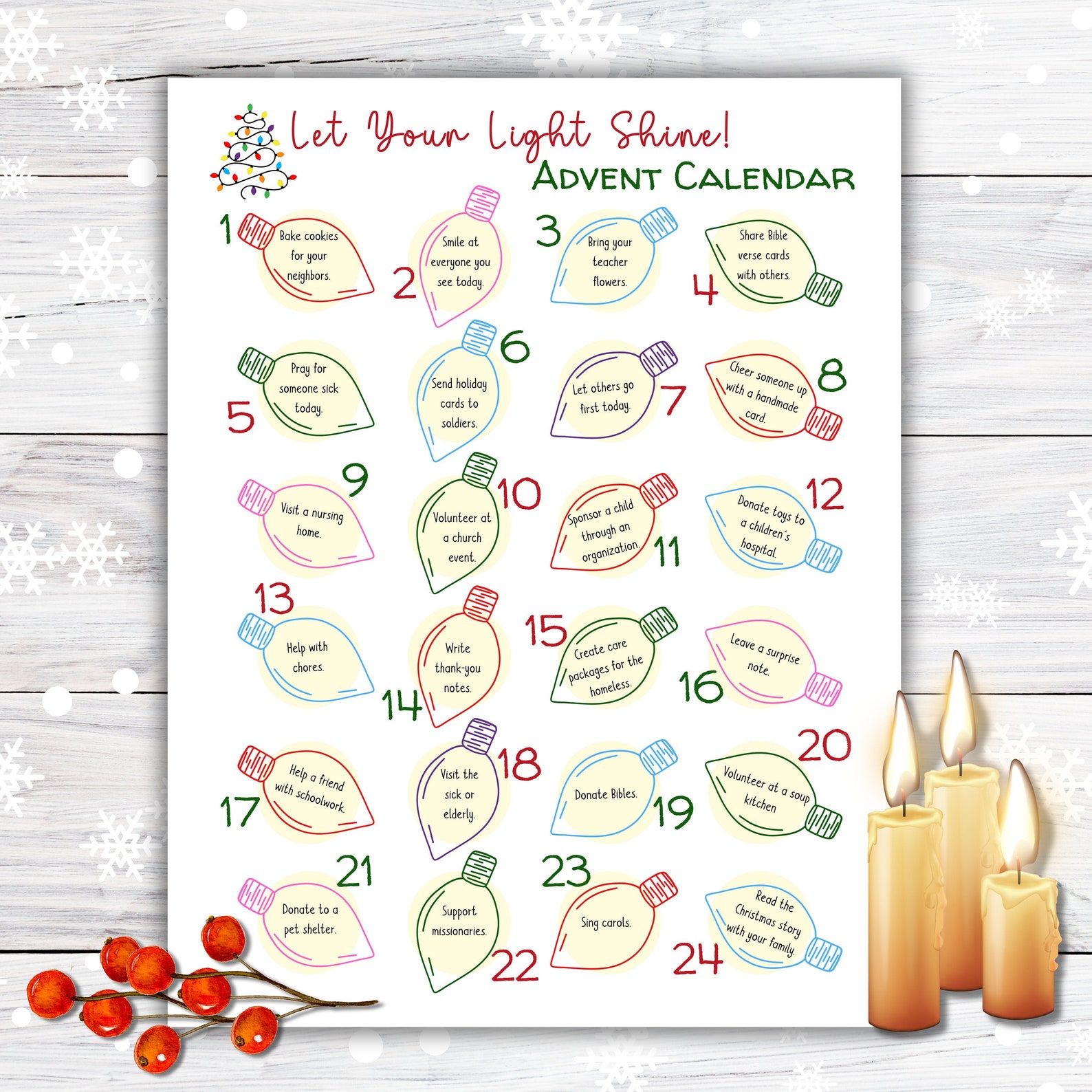Advent Calendar Printable, Christian Advent Calendar, Christmas ...