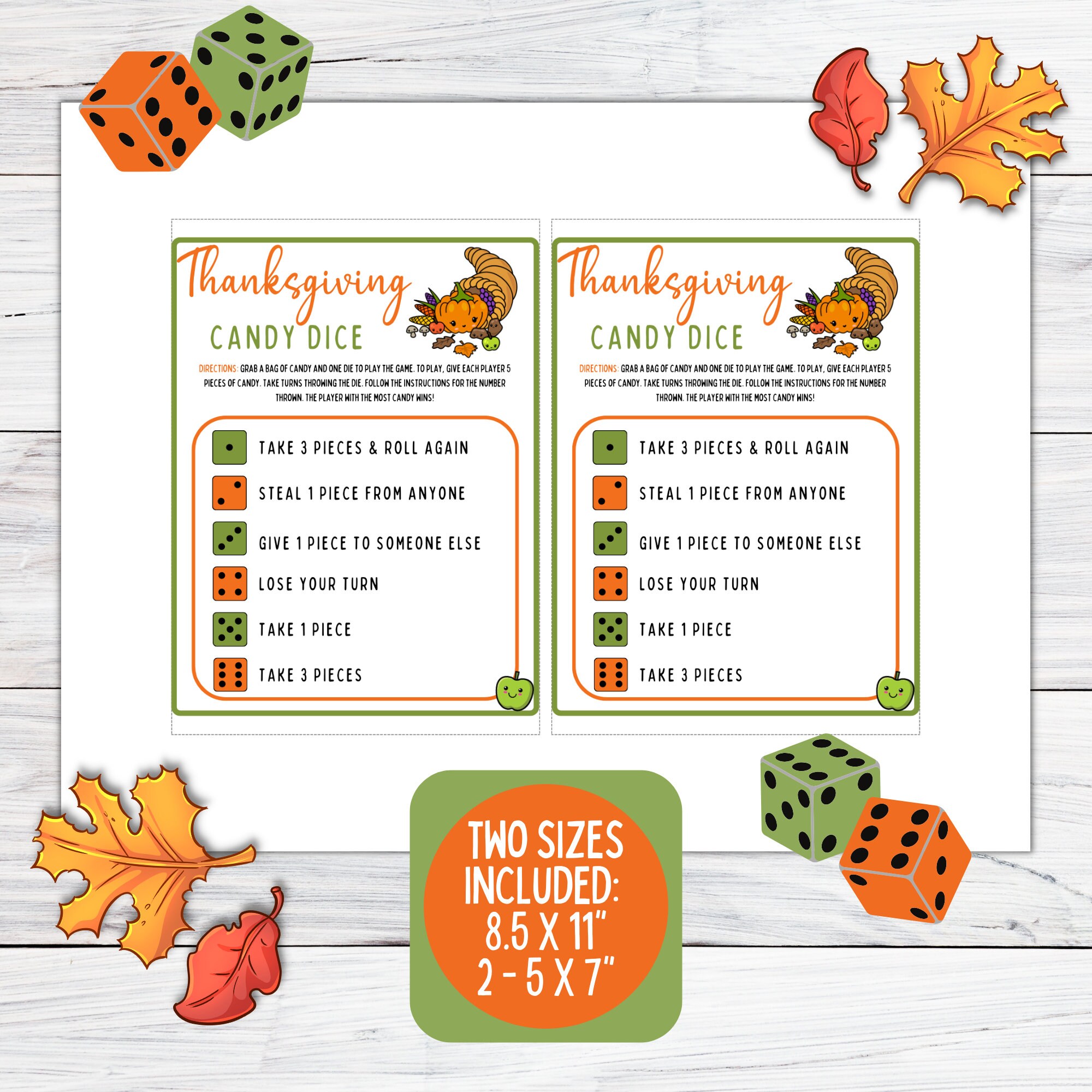 Thanksgiving Dice Game, Thanksgiving Candy Dice, Thanksgiving Games ...