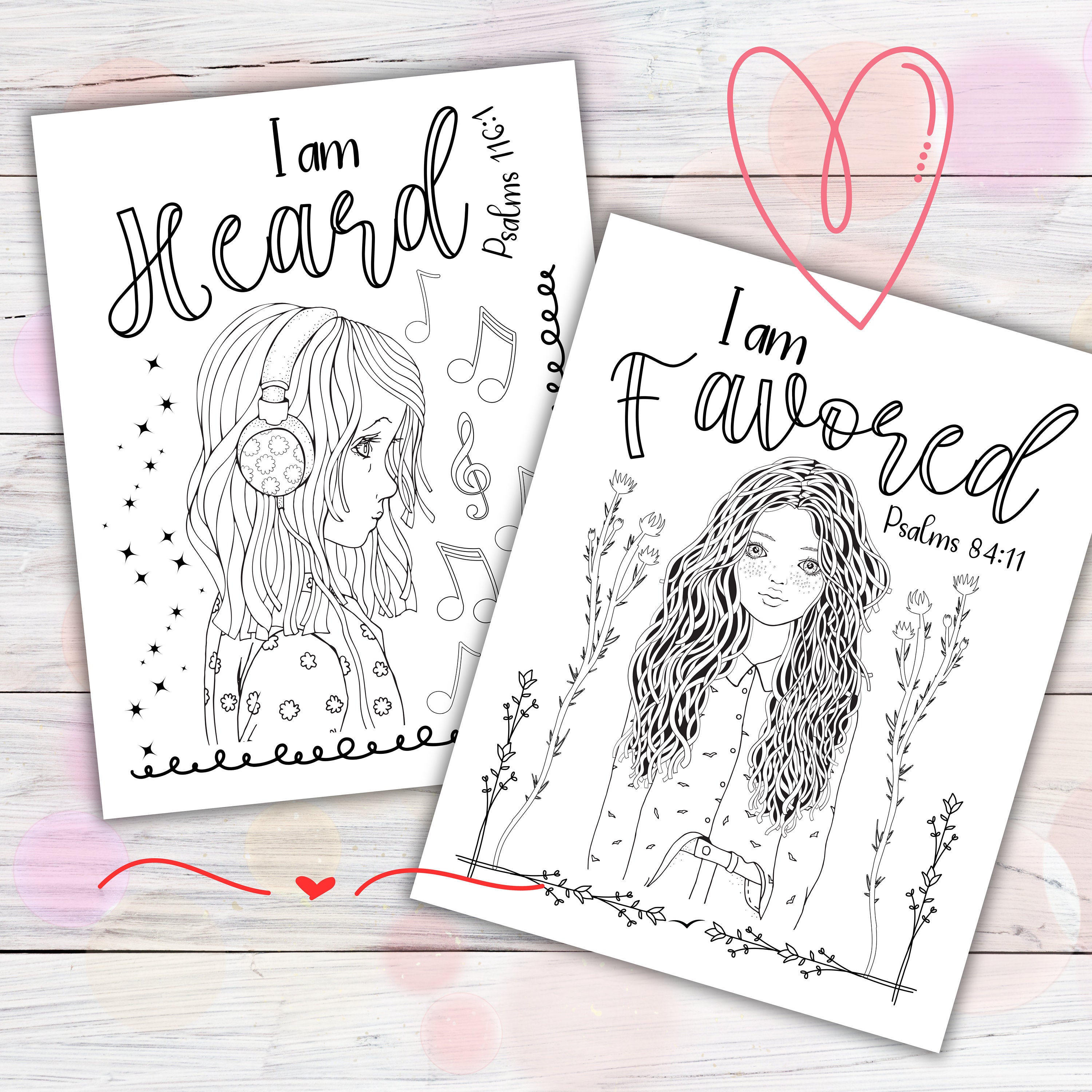 I Am Bible Affirmations Coloring Pages, I Am Loved, I Am Enough ...