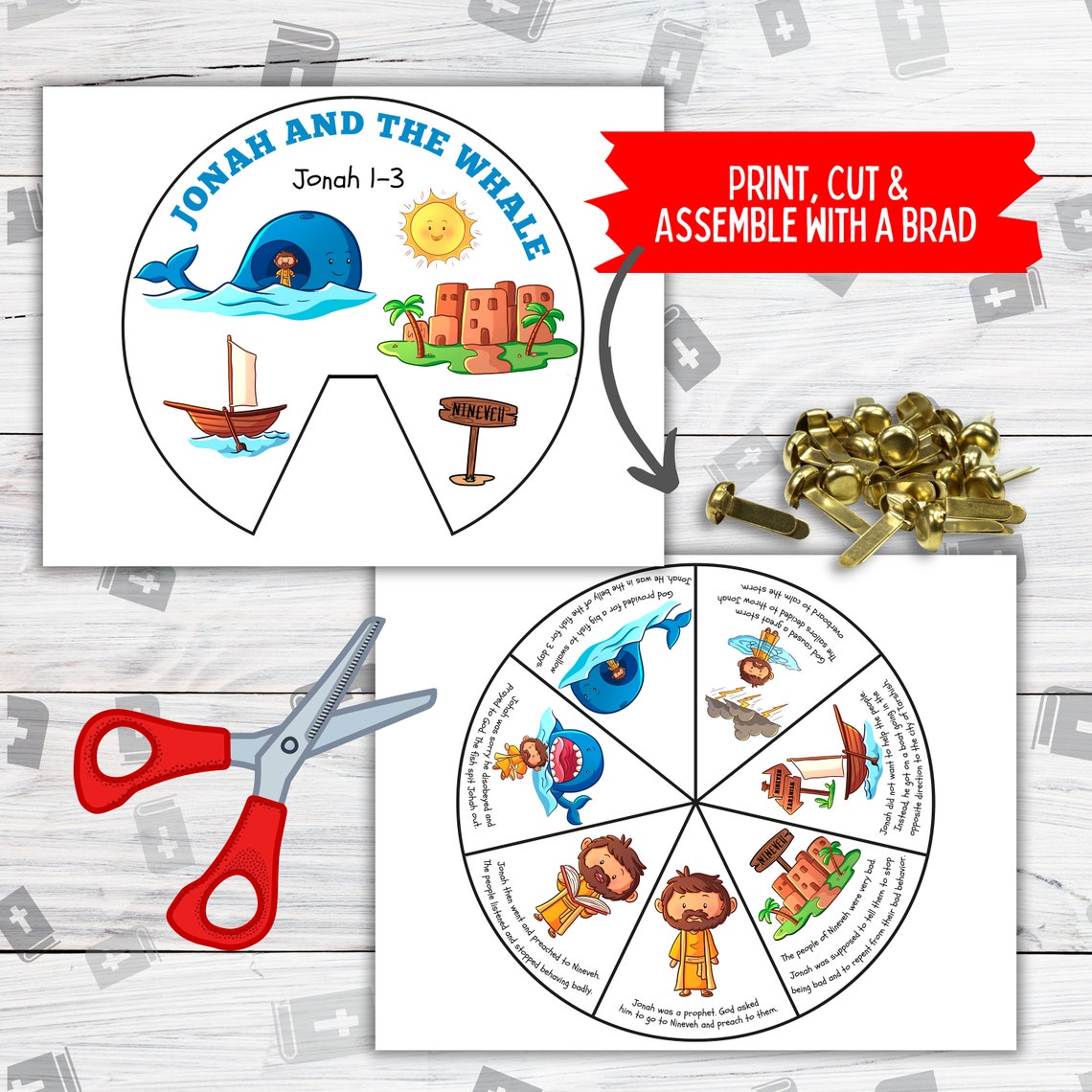 Jonah and the Whale Printable Wheel, Christian Homeschool Preschool ...