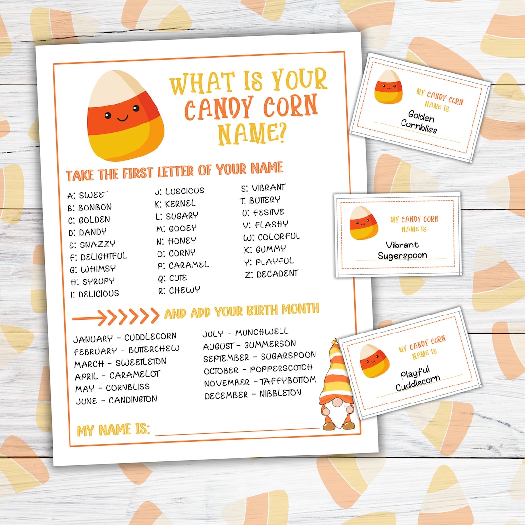 Candy Corn Name Game, Thanksgiving Fall Printable Games, Autumn Holiday ...