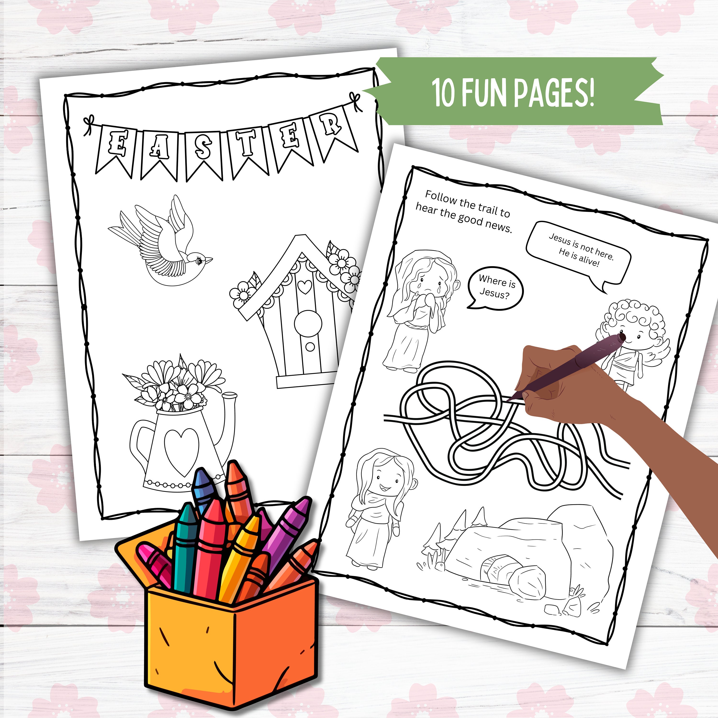 Christian Easter Story Coloring Pages for Kids Activity Book, Easter ...