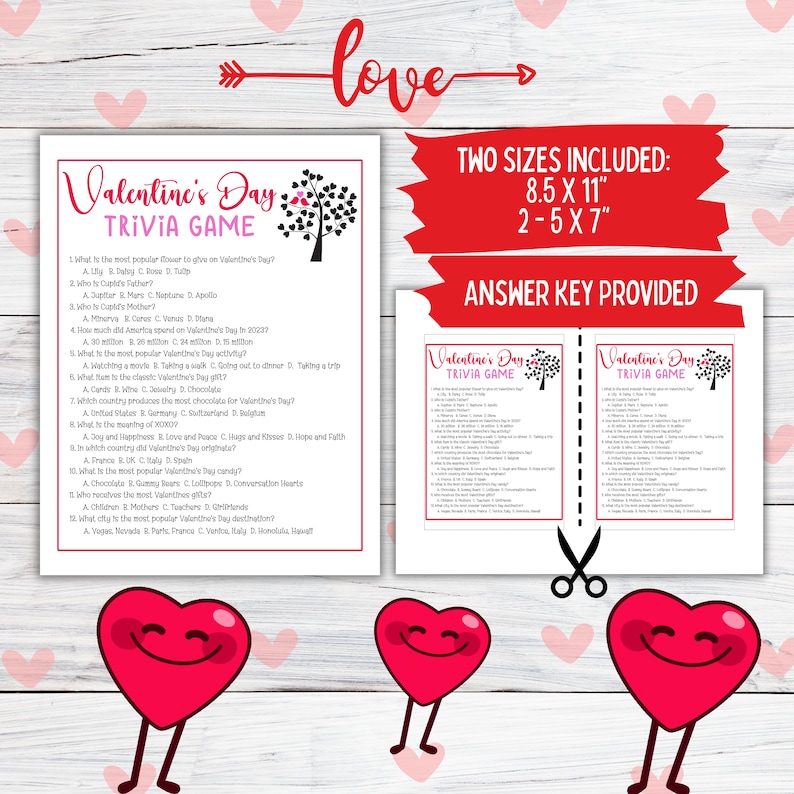 Valentines Day Trivia Game Printable, Valentines Day Icebreaker Group ...