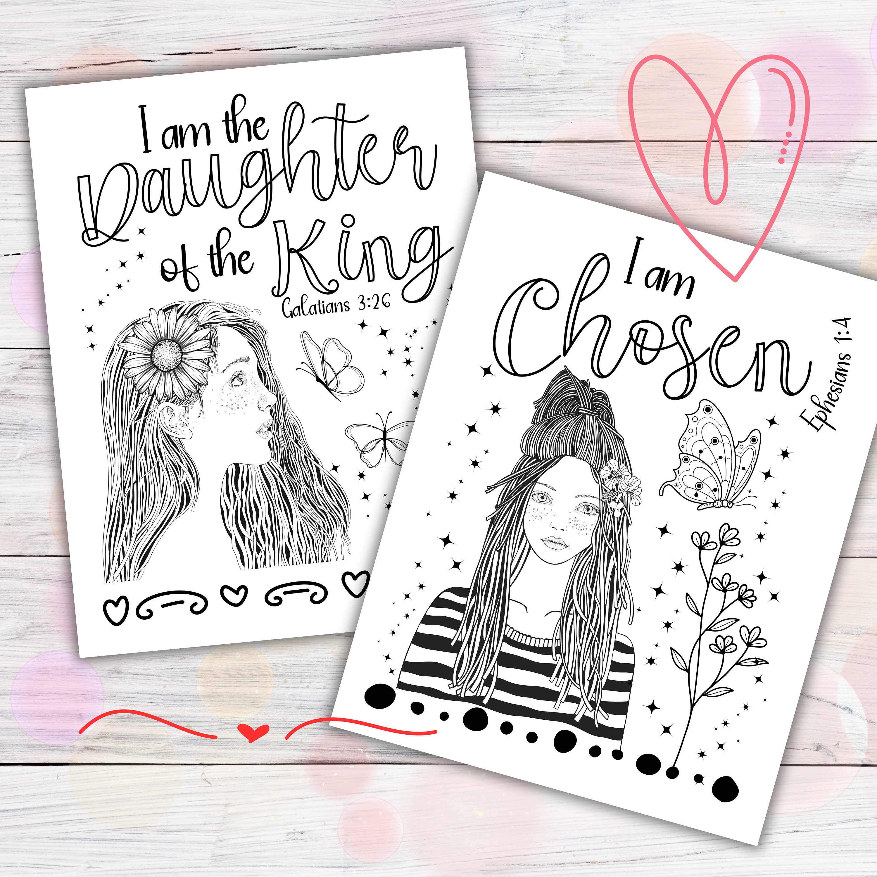 I Am Bible Affirmations Coloring Pages, I Am Loved, I Am Enough ...