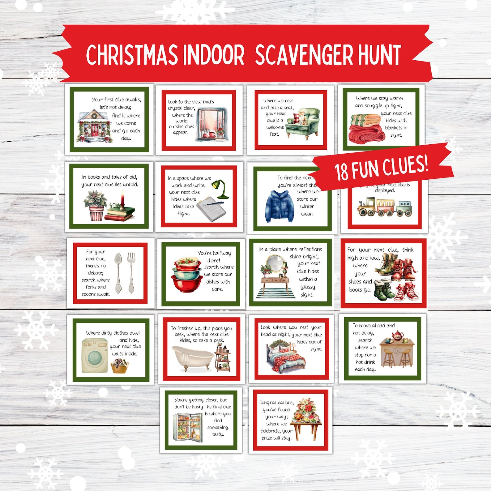 Christmas Indoor Scavenger Hunt for Teens Printable, Christmas Indoor ...