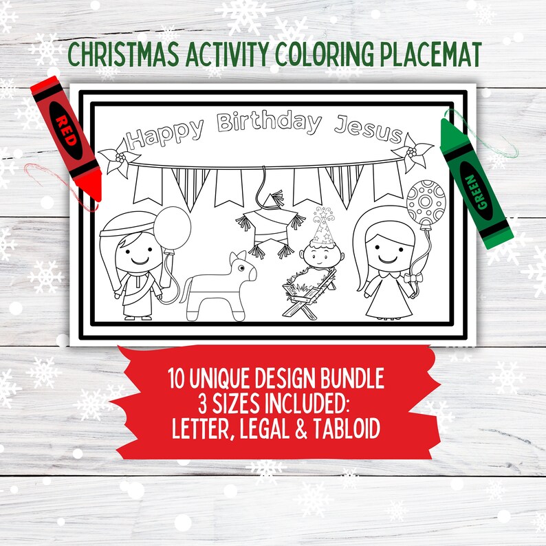 Christmas Coloring Printable Placemats, Jesus Christmas, Christian ...