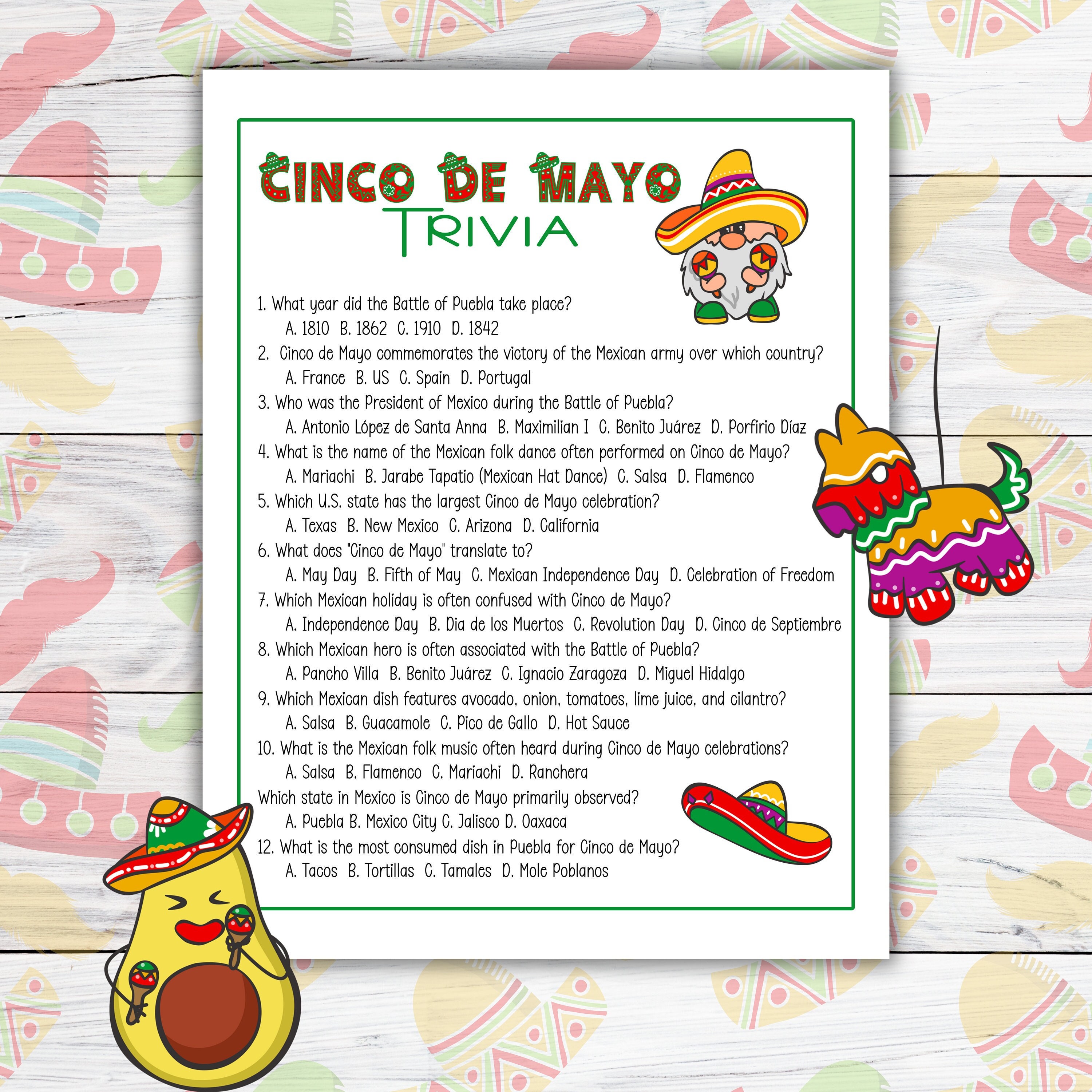 Cinco De Mayo Trivia Game, Cinco De Mayo Trivia Questions, Cinco De ...