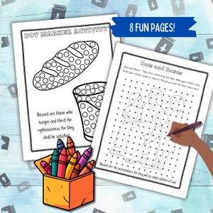 The Beatitudes for Kids Coloring Activity Page Bundle, Printable ...