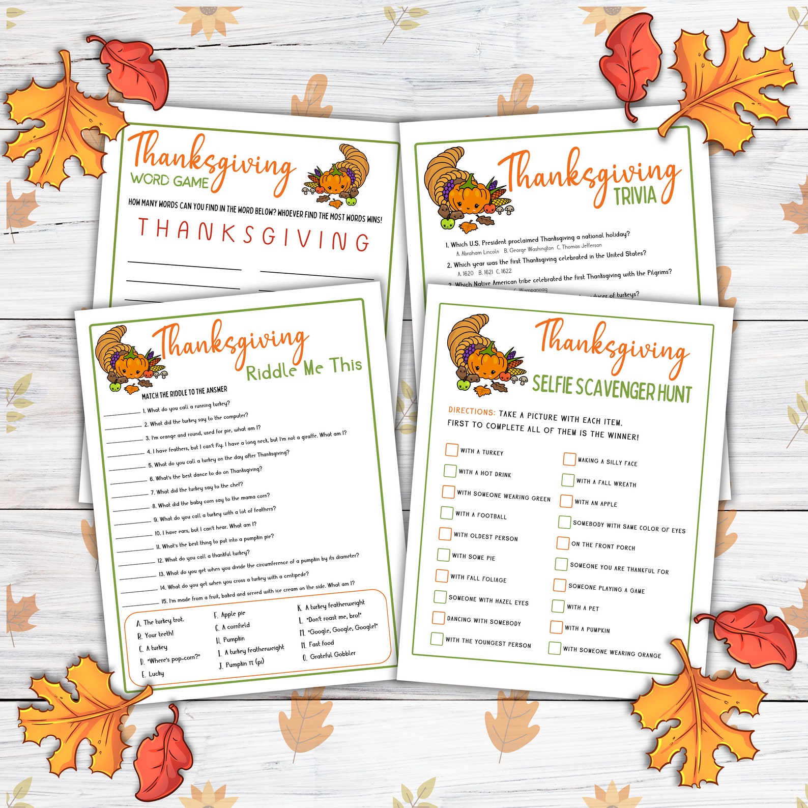 Thanksgiving Games Bundle Printable, Thanksgiving Game Printable for ...