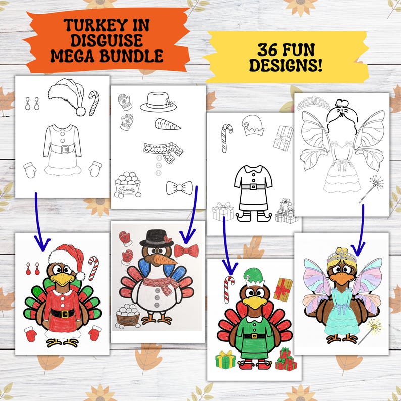 Disguise a Turkey Color Your Own Printable Craft for Boys and Girls ...