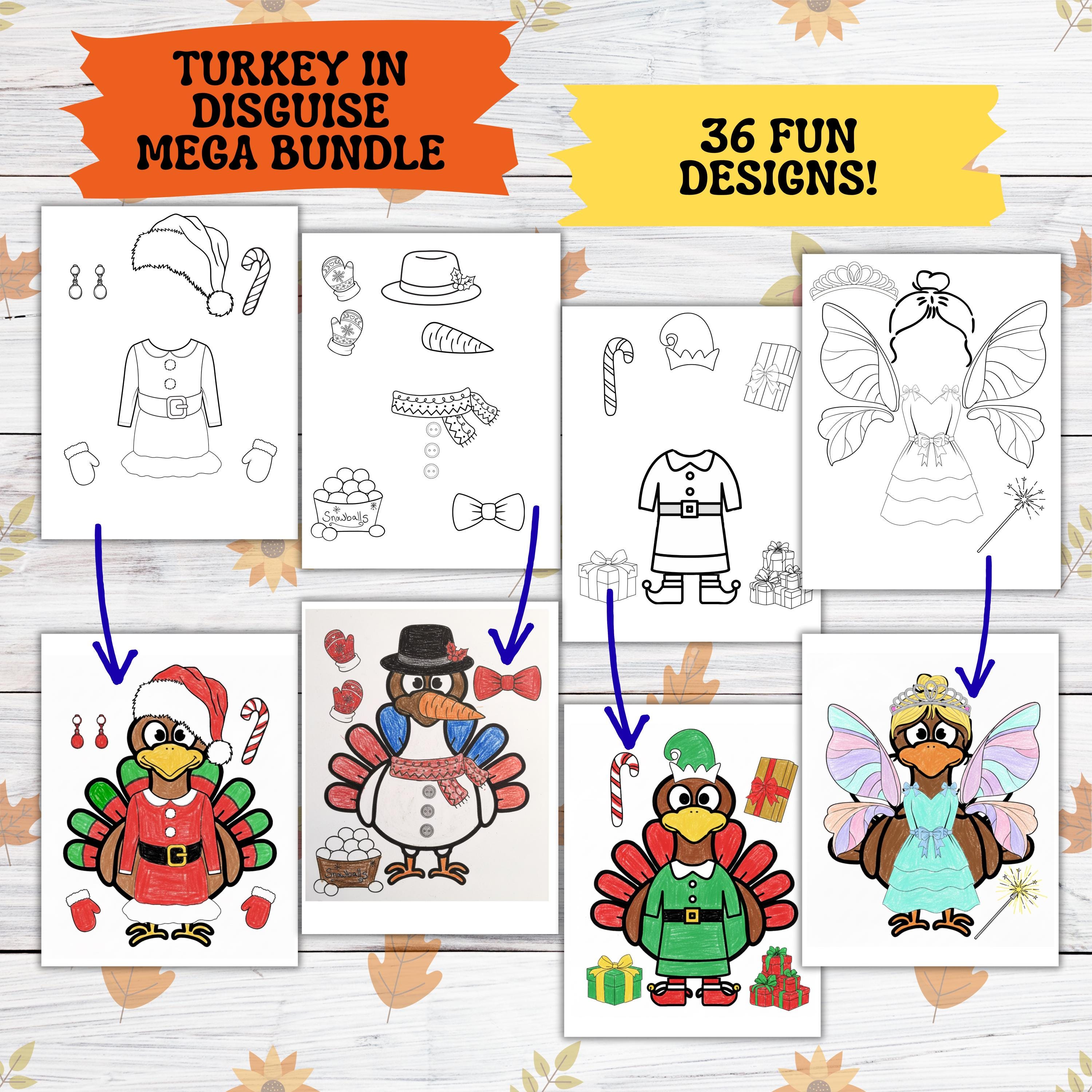 Disguise a Turkey Color Your Own Printable Craft for Boys and Girls ...