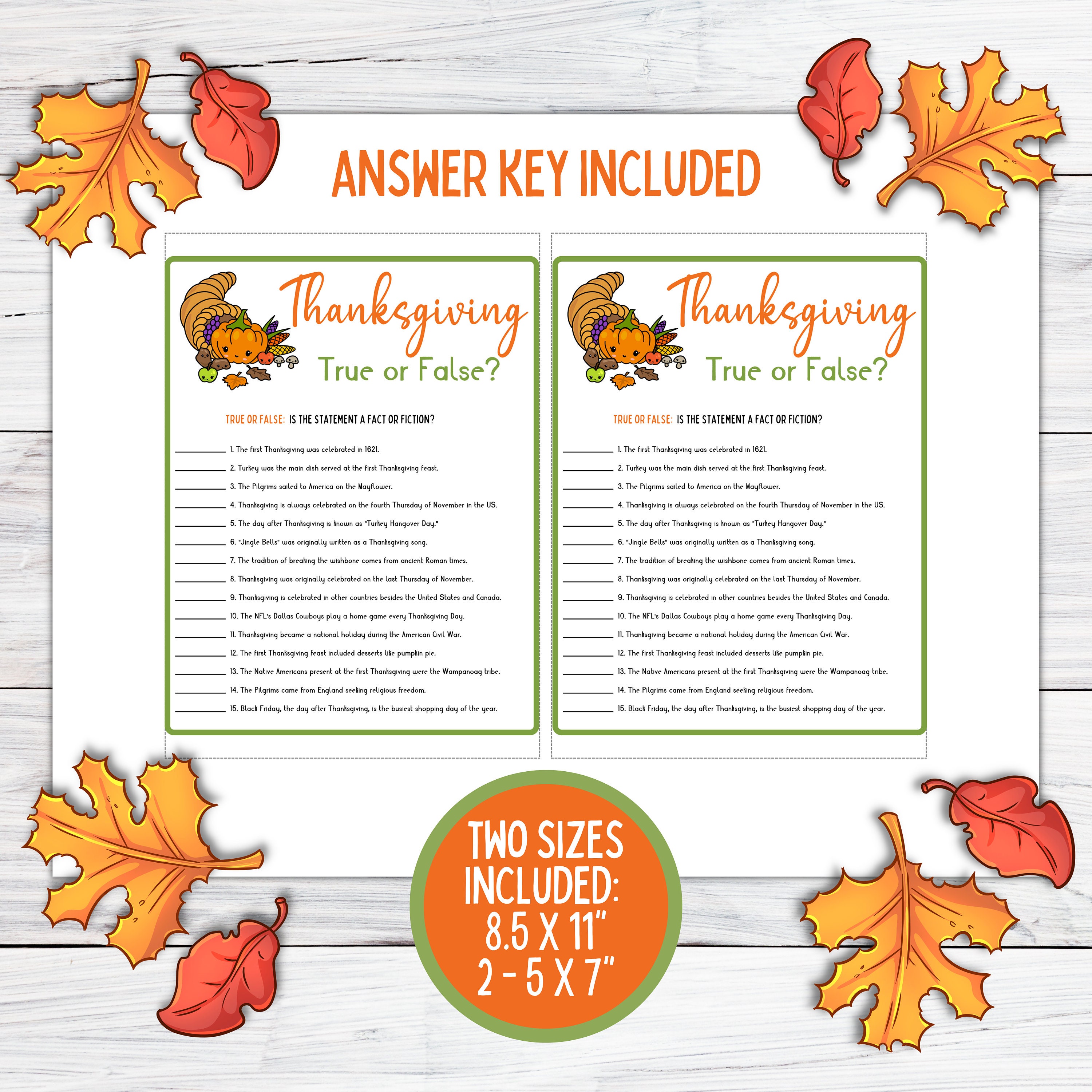 Thanksgiving Trivia Game, Printable Thanksgiving Game, Thanksgiving ...