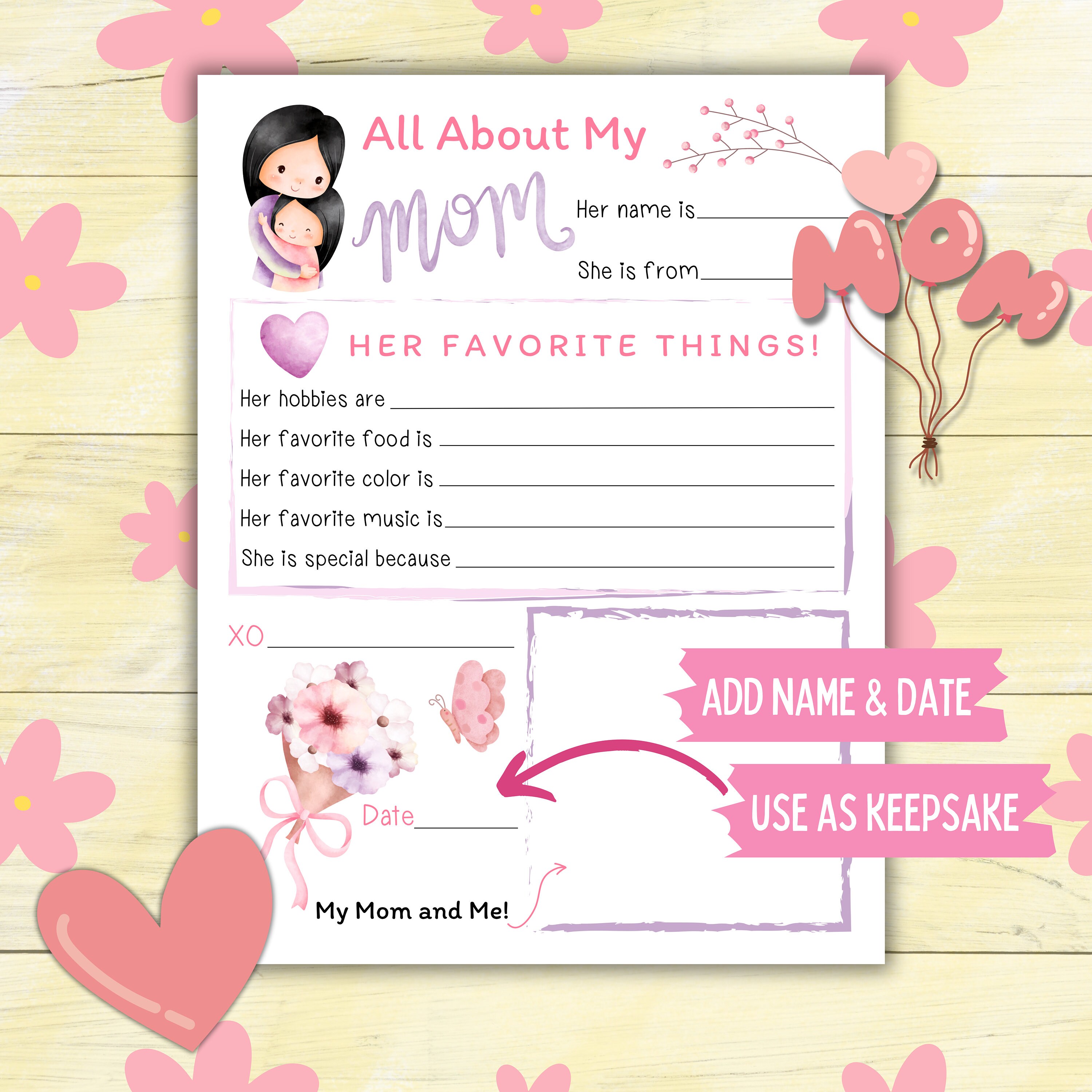 All About My Mom, Mother's Day Printable Craft From Kids, Mother's Day ...