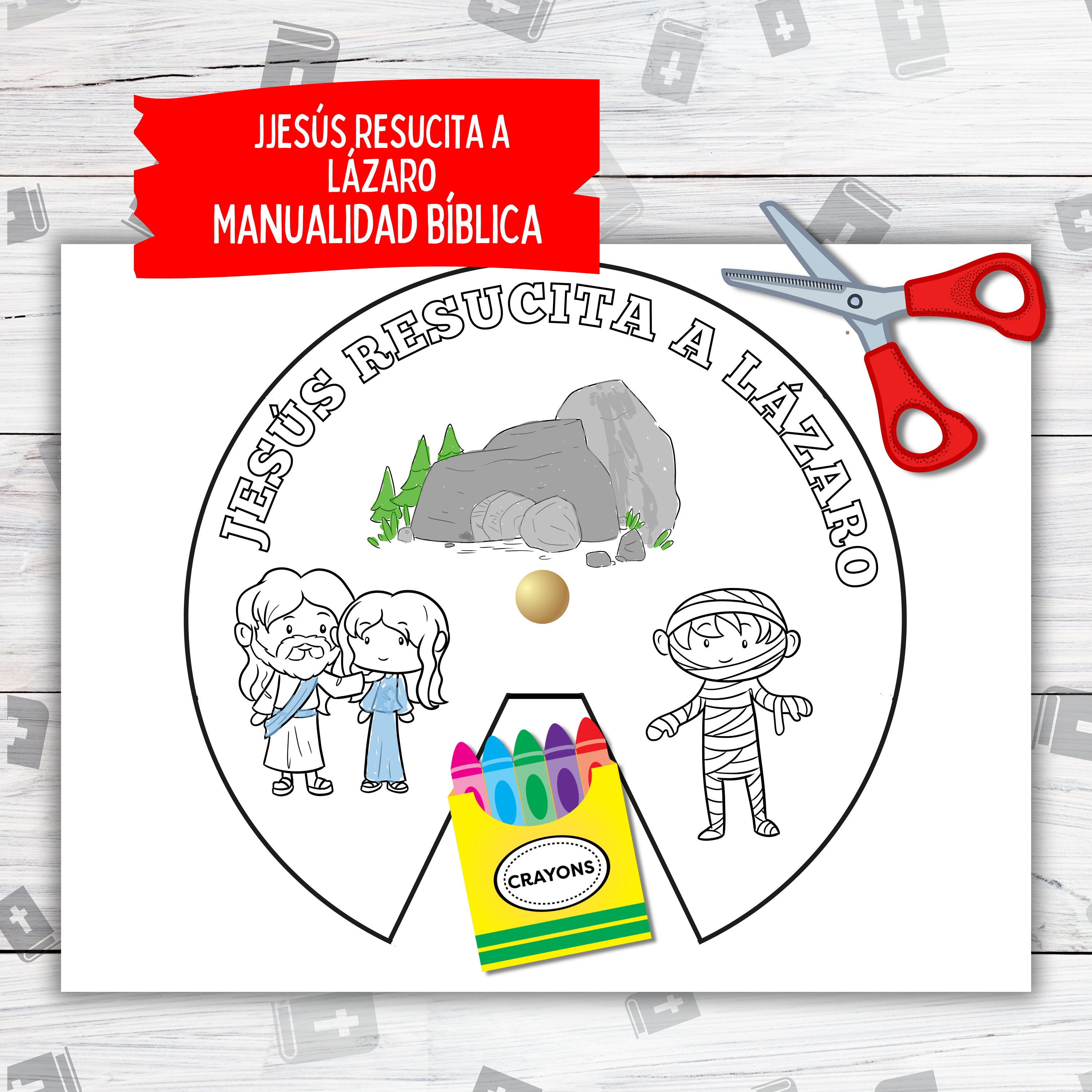 Jesús Resucita a Lázaro, Spanish Jesus Raises Lazarus Coloring Wheel ...