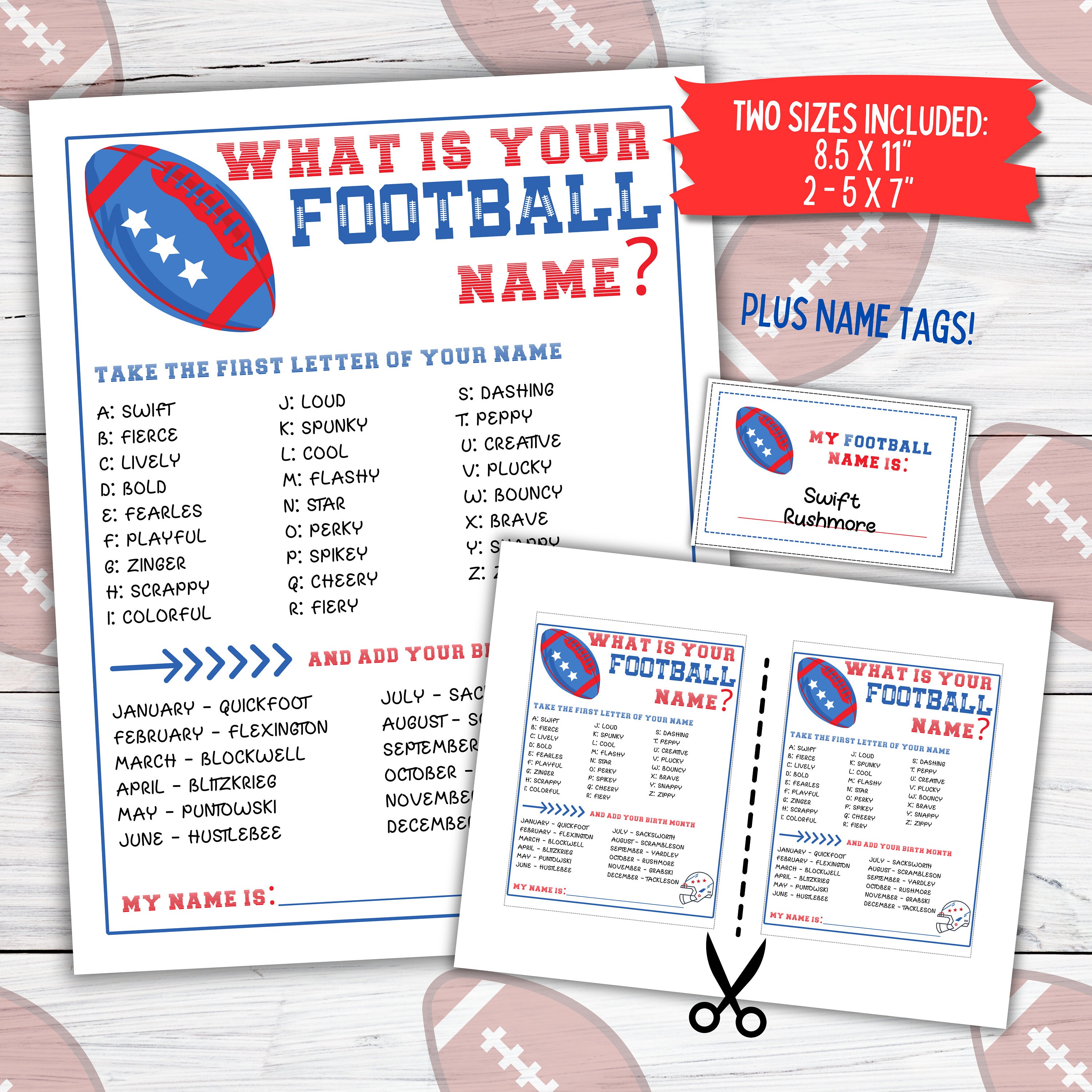 Football Name Game, American Football Name Game, Football Game Day ...