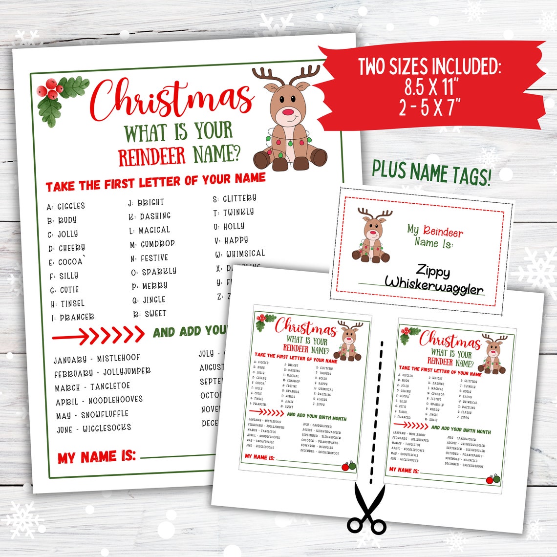 What's Your Reindeer Name Game, Christmas Party Game for Group, Holiday ...