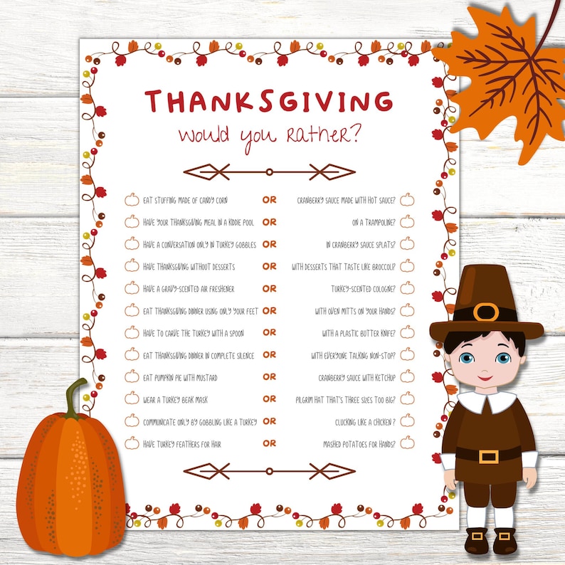 Thanksgiving Would You Rather, Thanksgiving Games Printable, Autumn ...