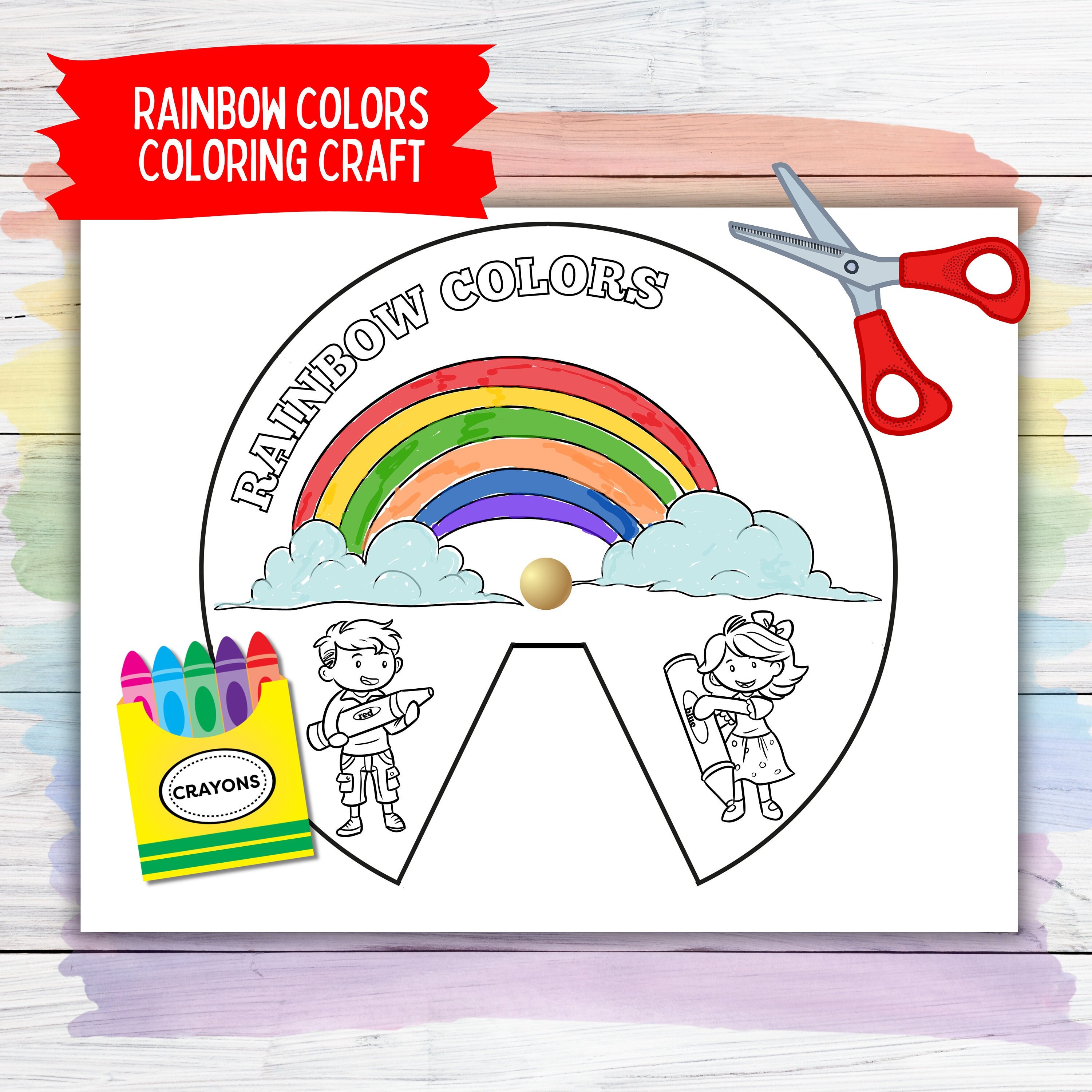 Rainbow Colors Coloring Wheel, Educational Printable Activities for ...