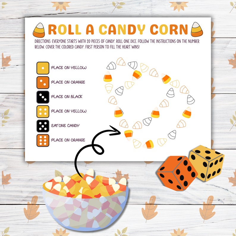Fall Roll a Candy Corn Game, Thanksgiving Game, Classroom Halloween ...