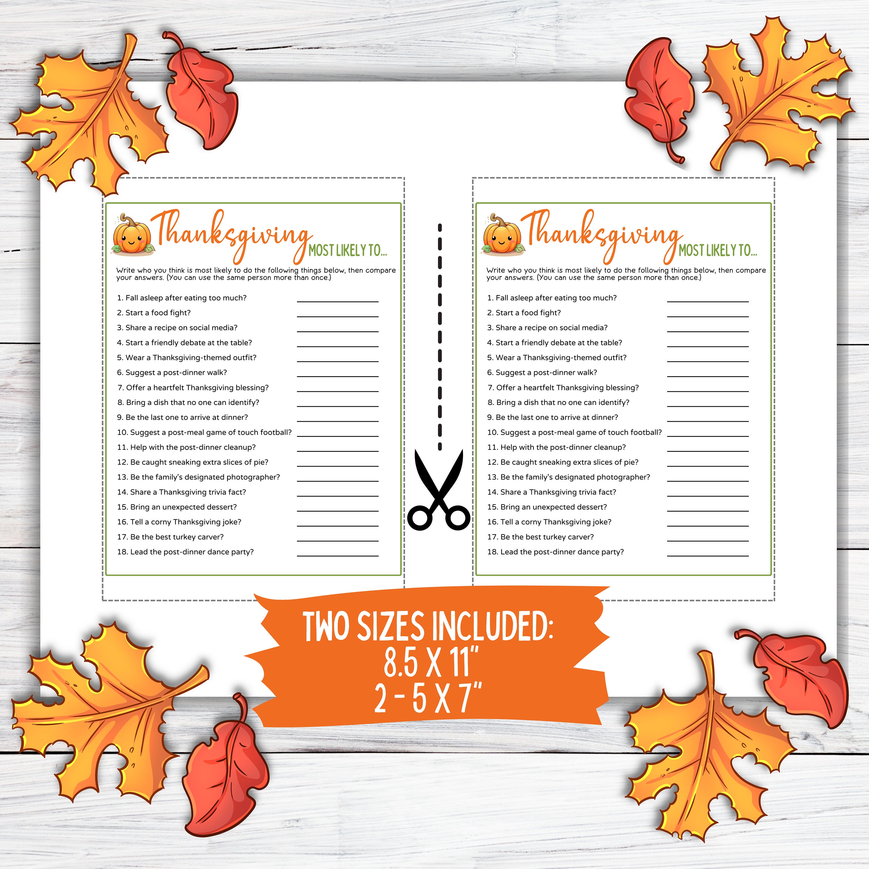 Thanksgiving Most Llikely To, Thanksgiving Game Printable ...