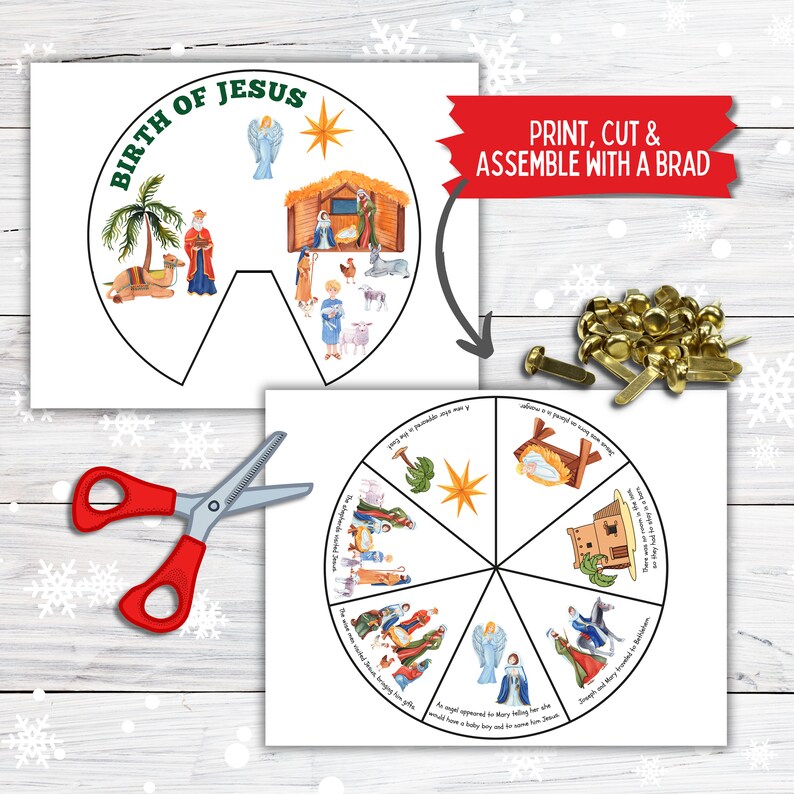 Nativity Story Wheel, Sunday School Nativity Craft for Kids, Christmas ...
